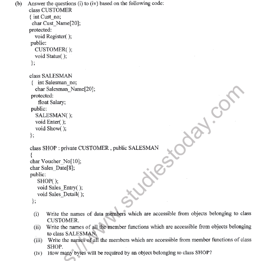 CBSE Class 12 Computer Science Sample Paper 2022 Set A Solved